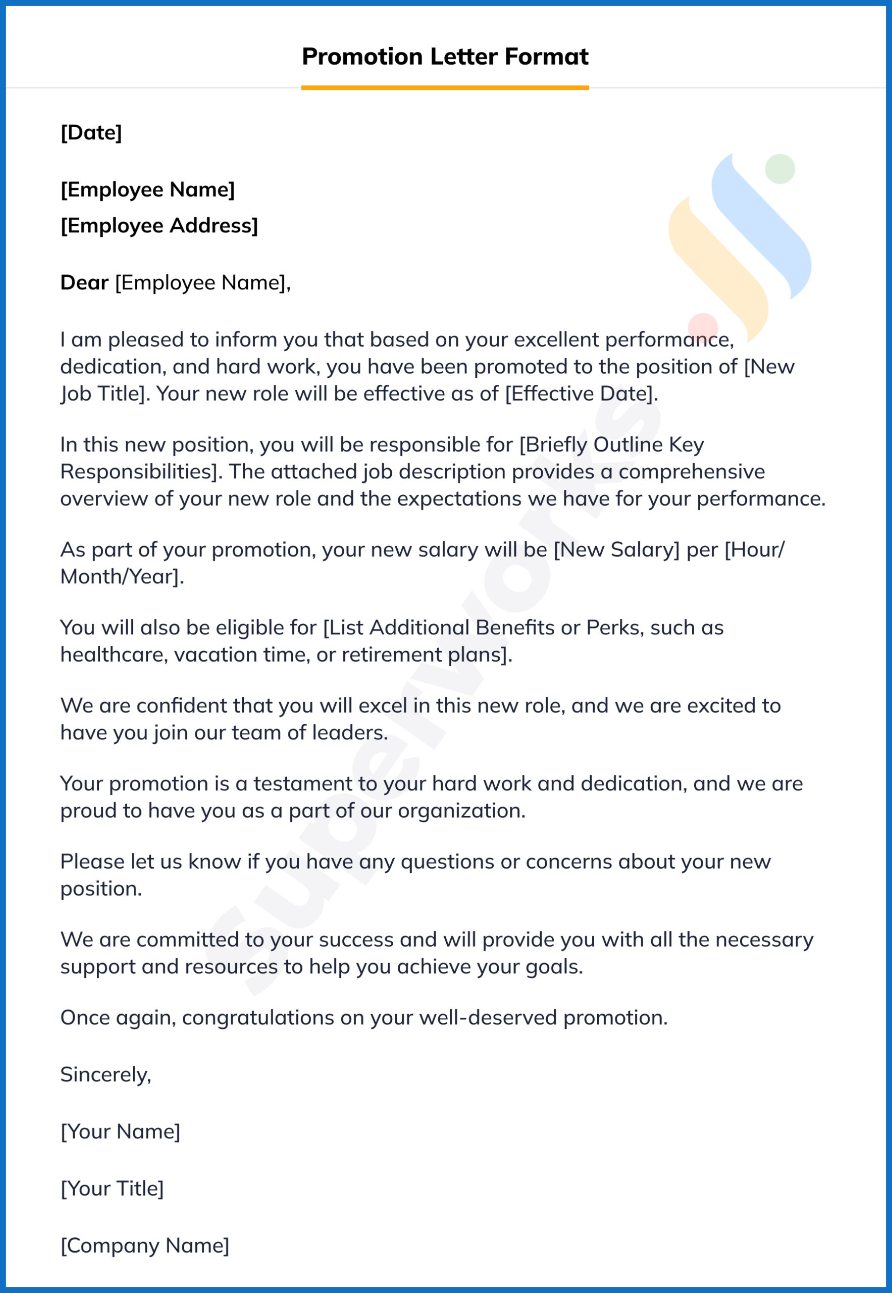 The Best Promotion Letter Format for 100% Retention | Superworks