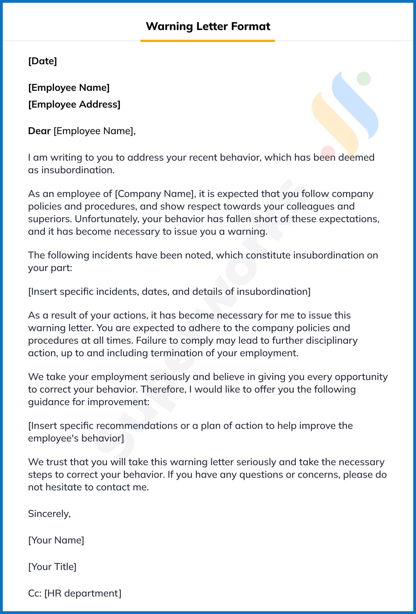 Write Insubordination Warning Letter With 5 Tips: Superworks