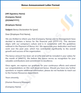 Annual Bonus Announcement Letter Format & Template Guide