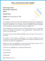 Annual Bonus Announcement Letter Format & Template Guide