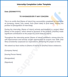 Internship Completion Letter - An Ultimate Guide | Superworks