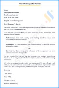 Draft Effective Employee Final Warning Letter | Superworks